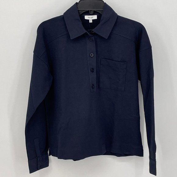 Reiss | Tops | Womens Reiss Emerson Jersey Rugby Top In Navy Blue ...